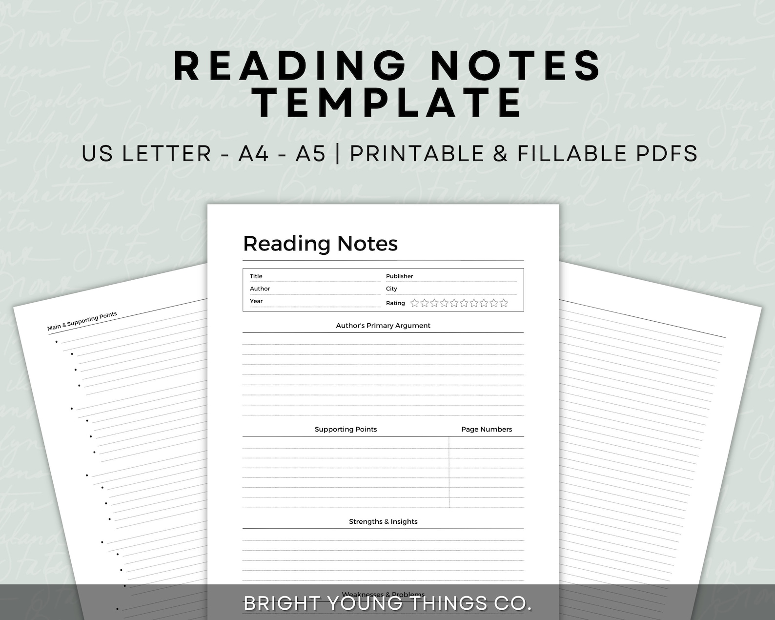 Reading Notes Worksheet, Book Notes Printable, Reading Log Printable ...