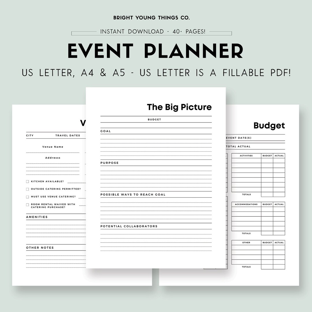 Event Planning Workbook Printable Event Planner Printable - Etsy