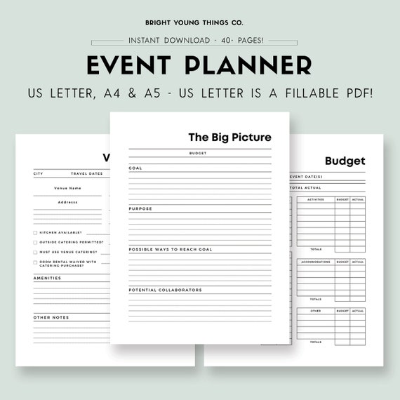 Event Planning Workbook Printable Event Planner Printable - Etsy