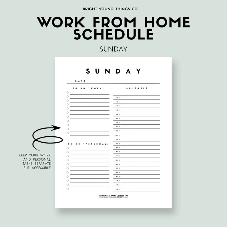 Work From Home Planner Printable, Personal Daily Planner, Productivity ...