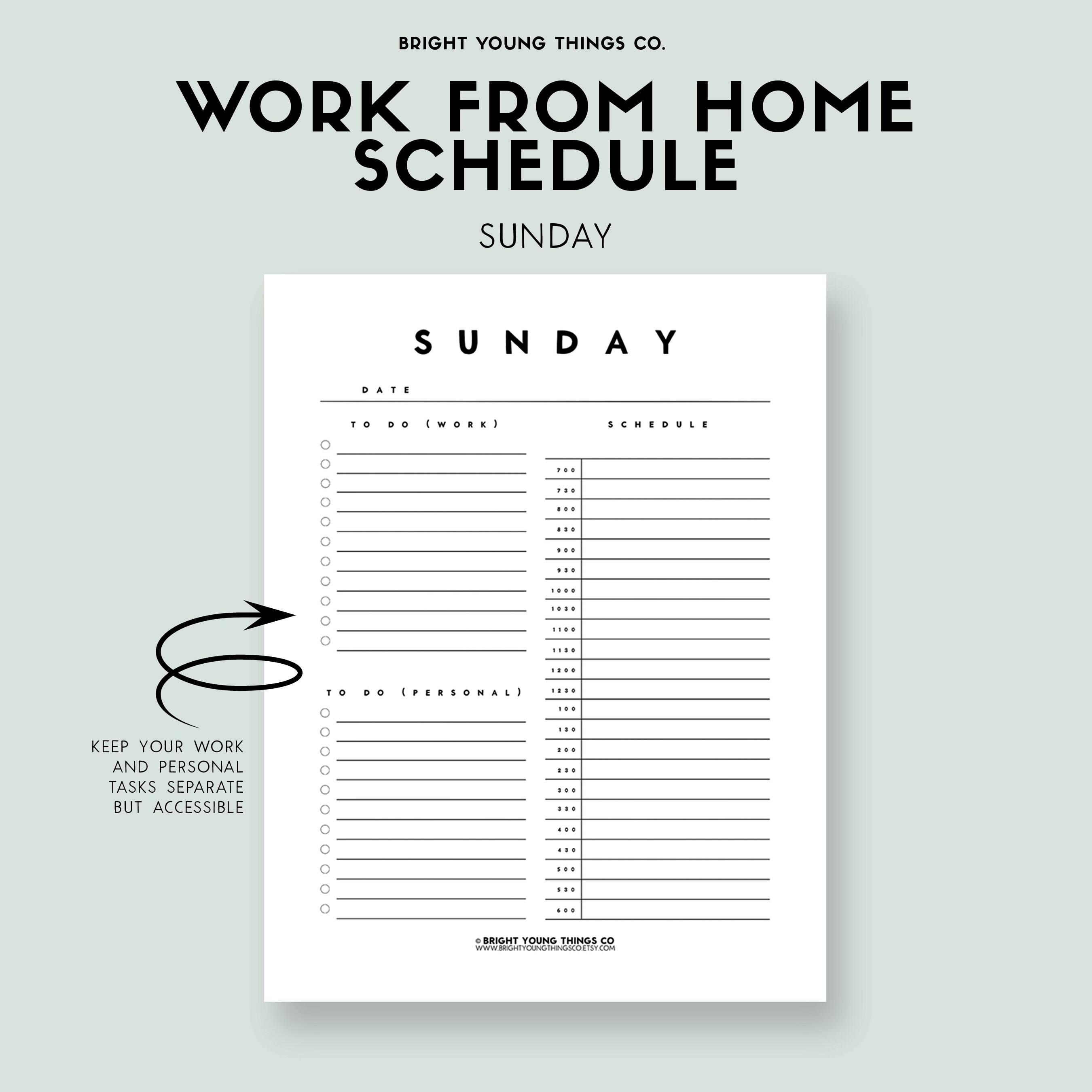 Work From Home Planner Printable, Personal Daily Planner, Productivity ...