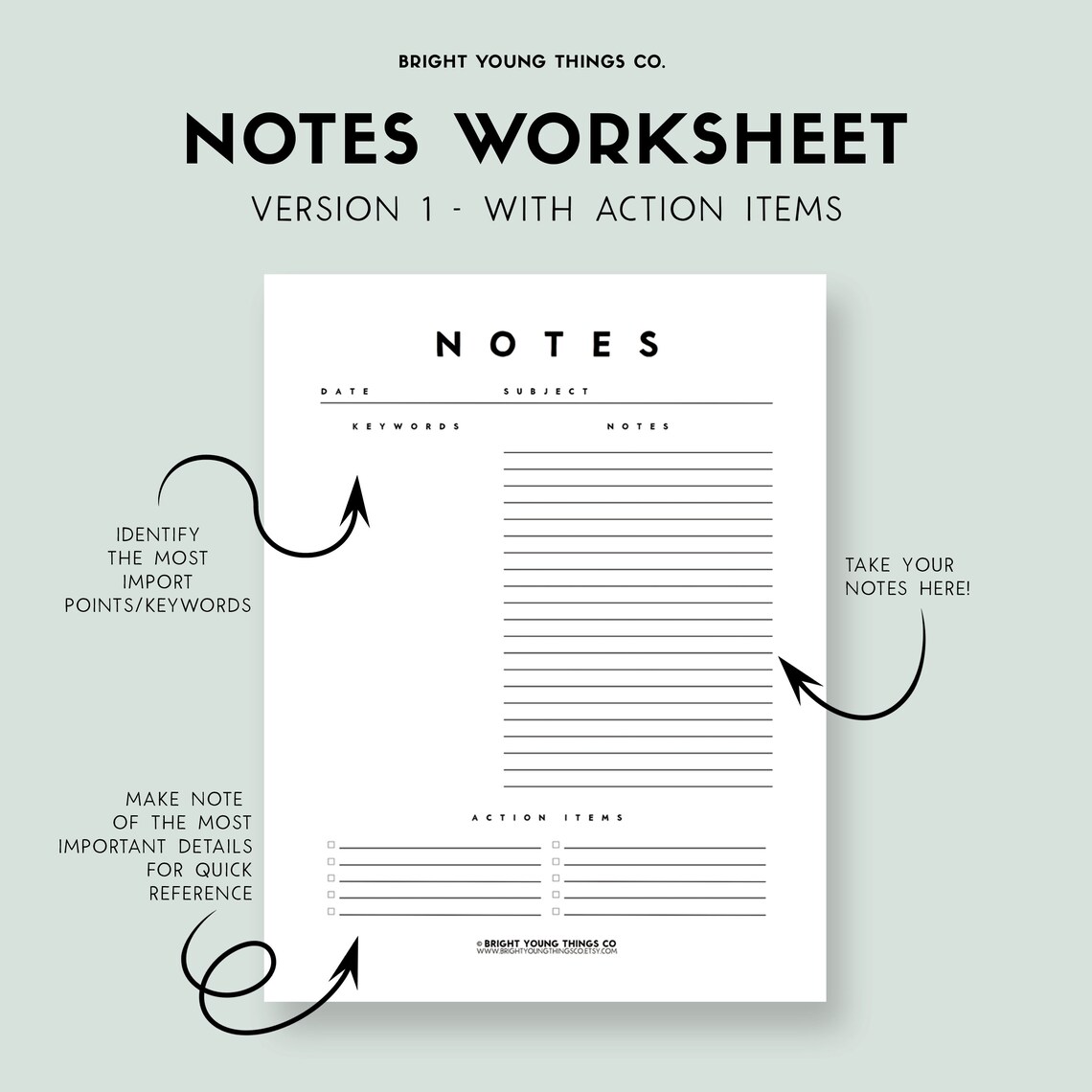 Note Template Printable Note Taking Template Printable Note - Etsy