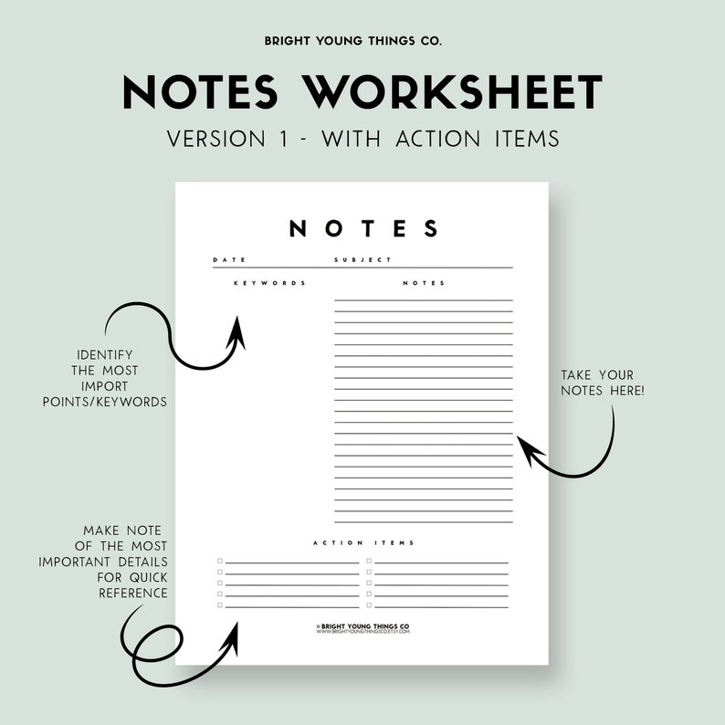 Note Template Printable Note Taking Template Printable Note - Etsy