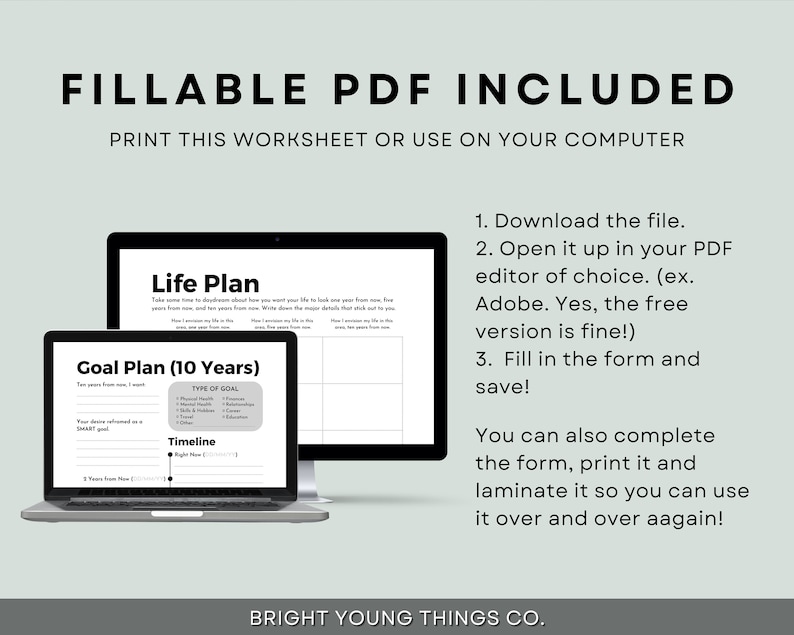 Goal Planning Worksheet Printable, Life Plan Worksheet Printable, SMART ...