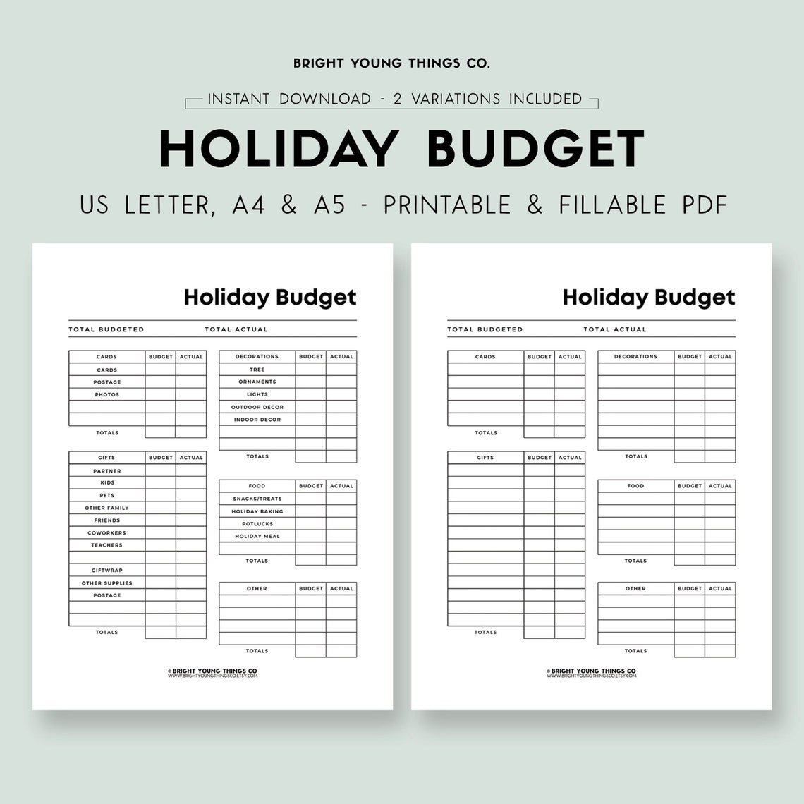 Printable Holiday Budget Planner, Christmas Budget Tracker Printable ...