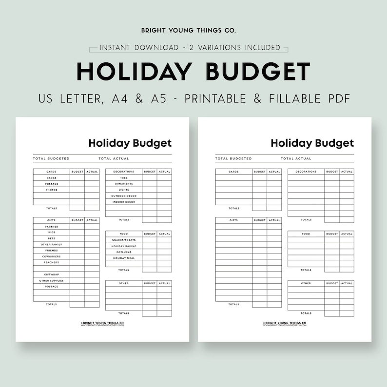Printable Holiday Budget Planner, Christmas Budget Tracker Printable ...