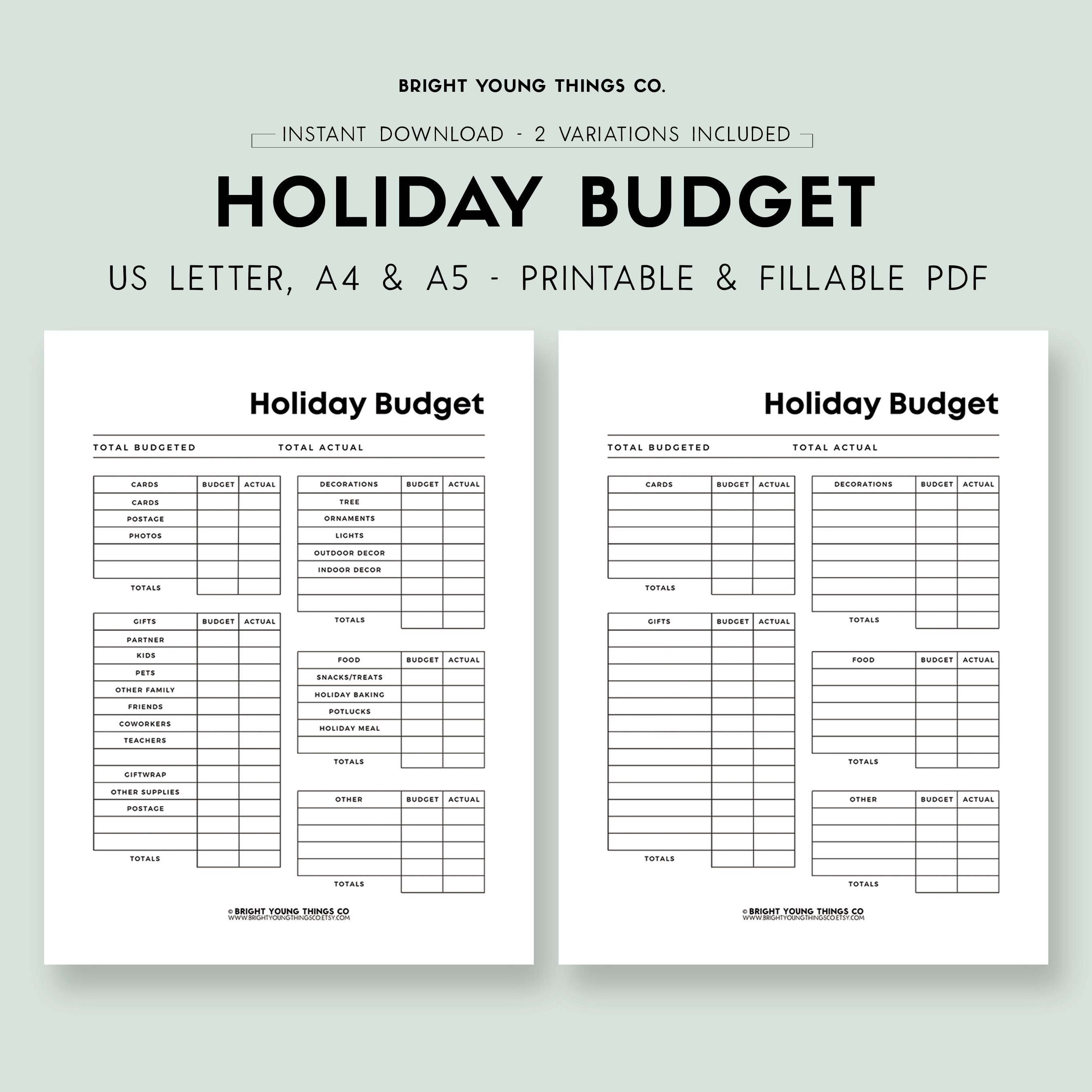 Printable Holiday Budget Planner, Christmas Budget Tracker Printable ...