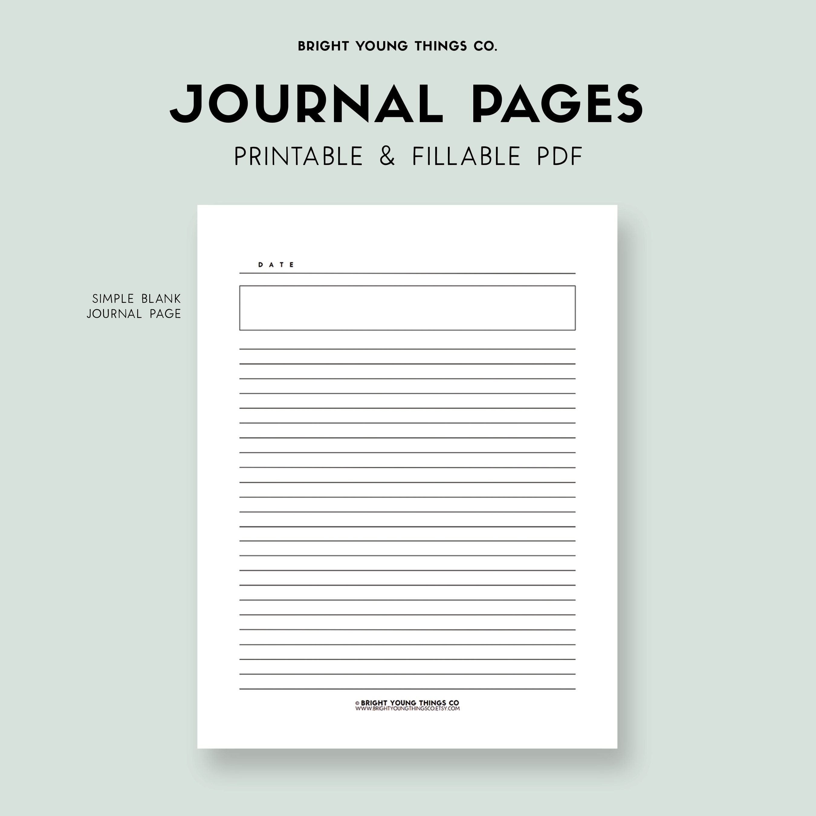 Journal Page Printable, Printable Journal Page With Space for Prompts ...
