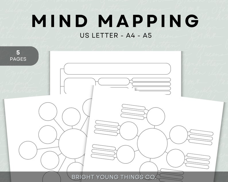 Mind Mapping Template, Printable Mind Map Planners, Mind Map Template ...