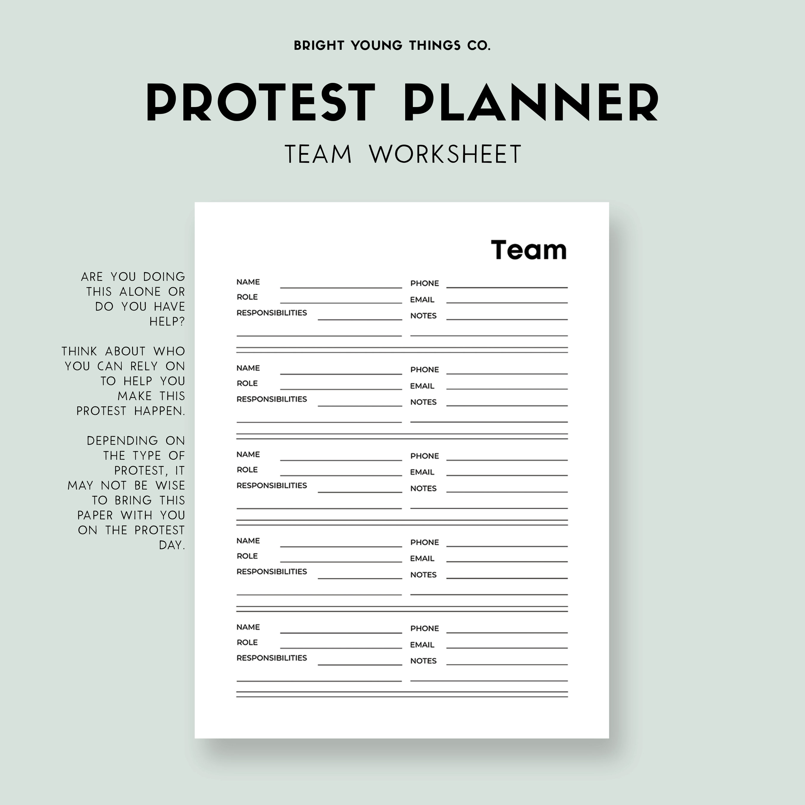 Printable Protest Planner, Protest Plan, Social Justice Protest ...