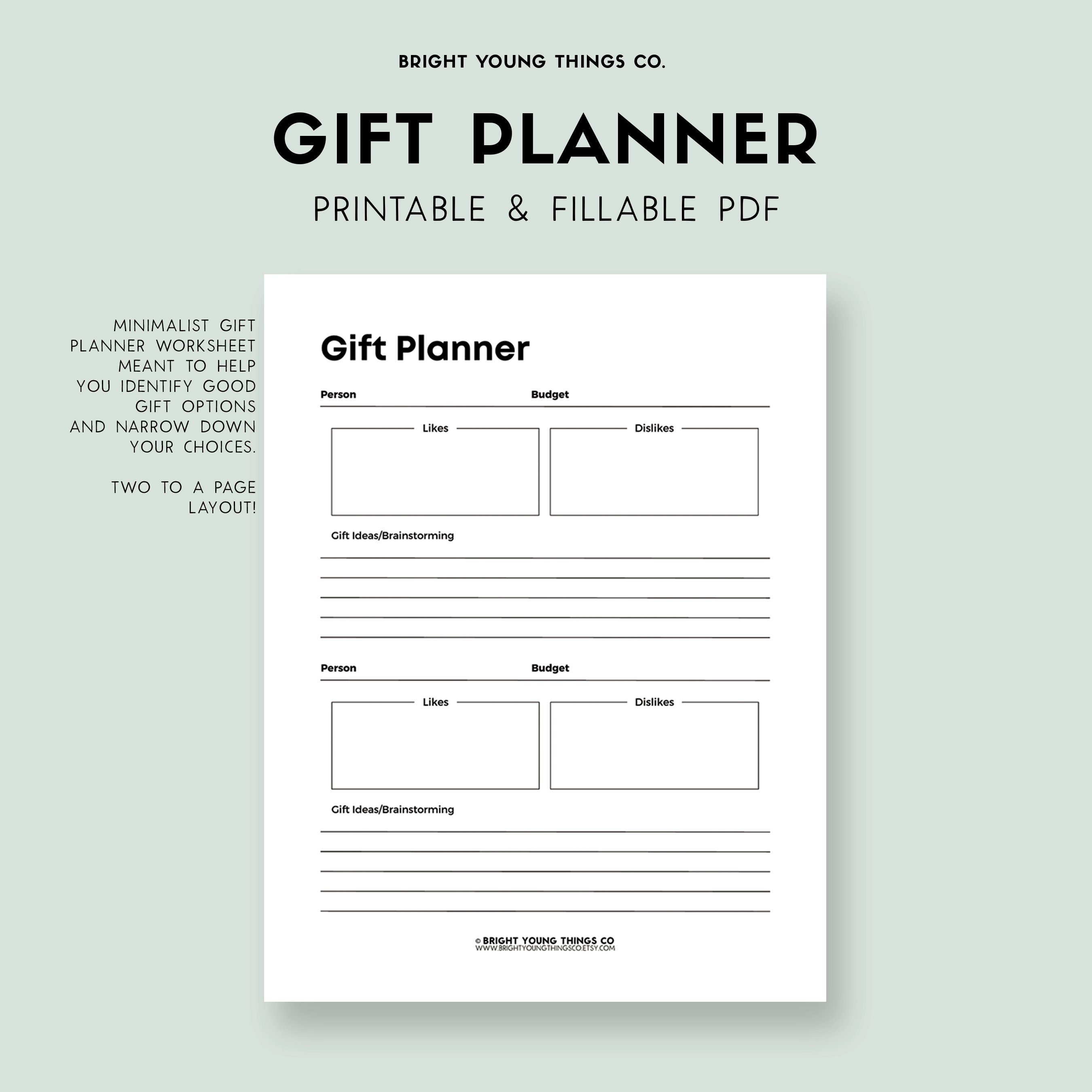 Gift Planner Printable, Christmas Gift Planner, Birthday Gift Planner ...