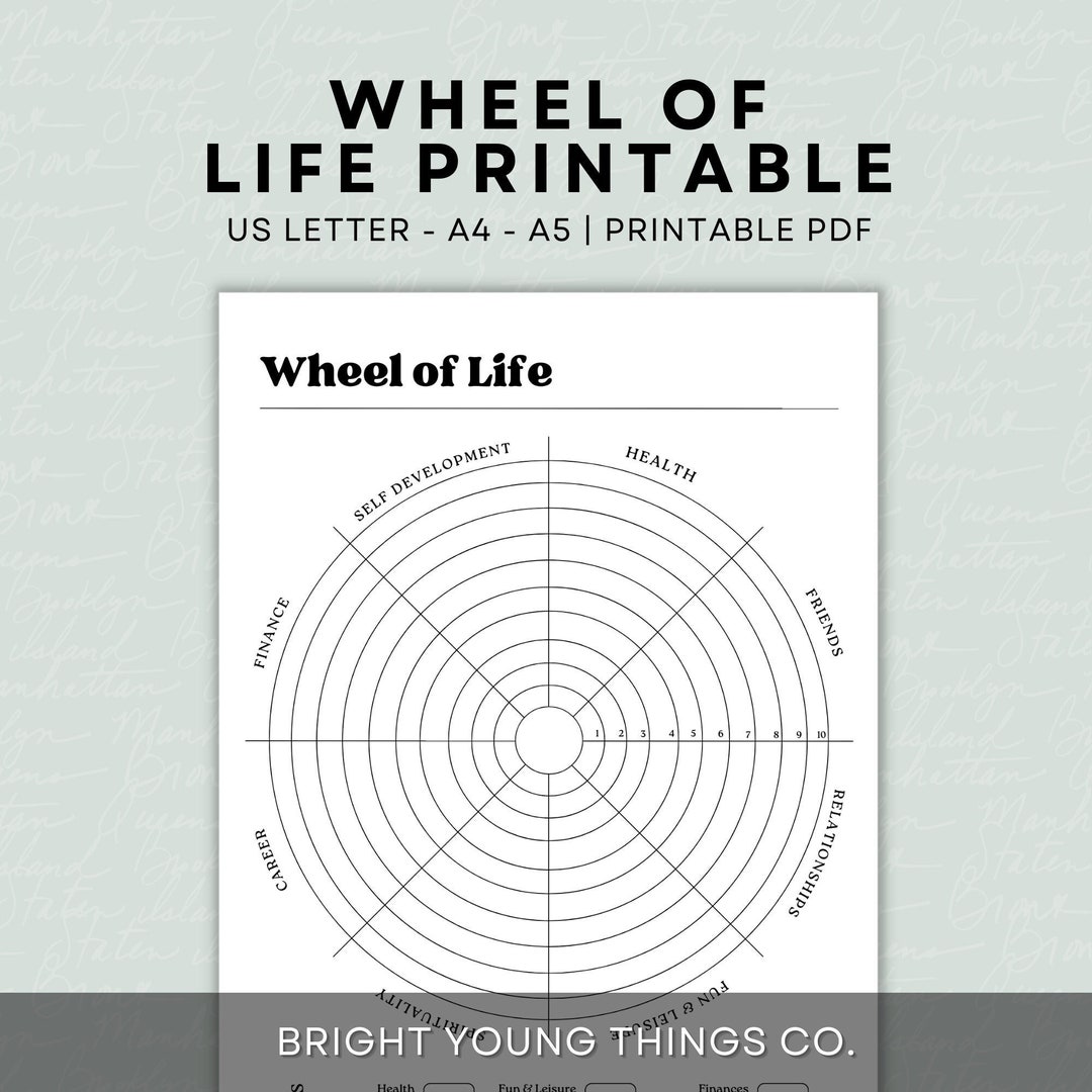 Wheel of Life Printable Worksheet, Wheel of Life PDF Printable, Self ...