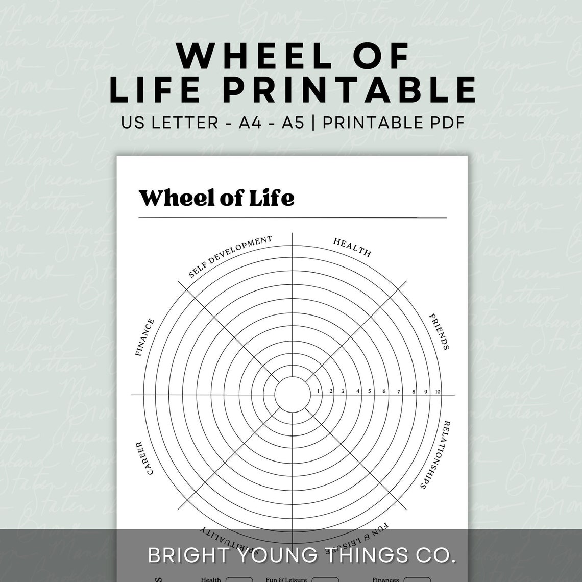 Wheel of Life Printable Worksheet, Wheel of Life PDF Printable, Self ...