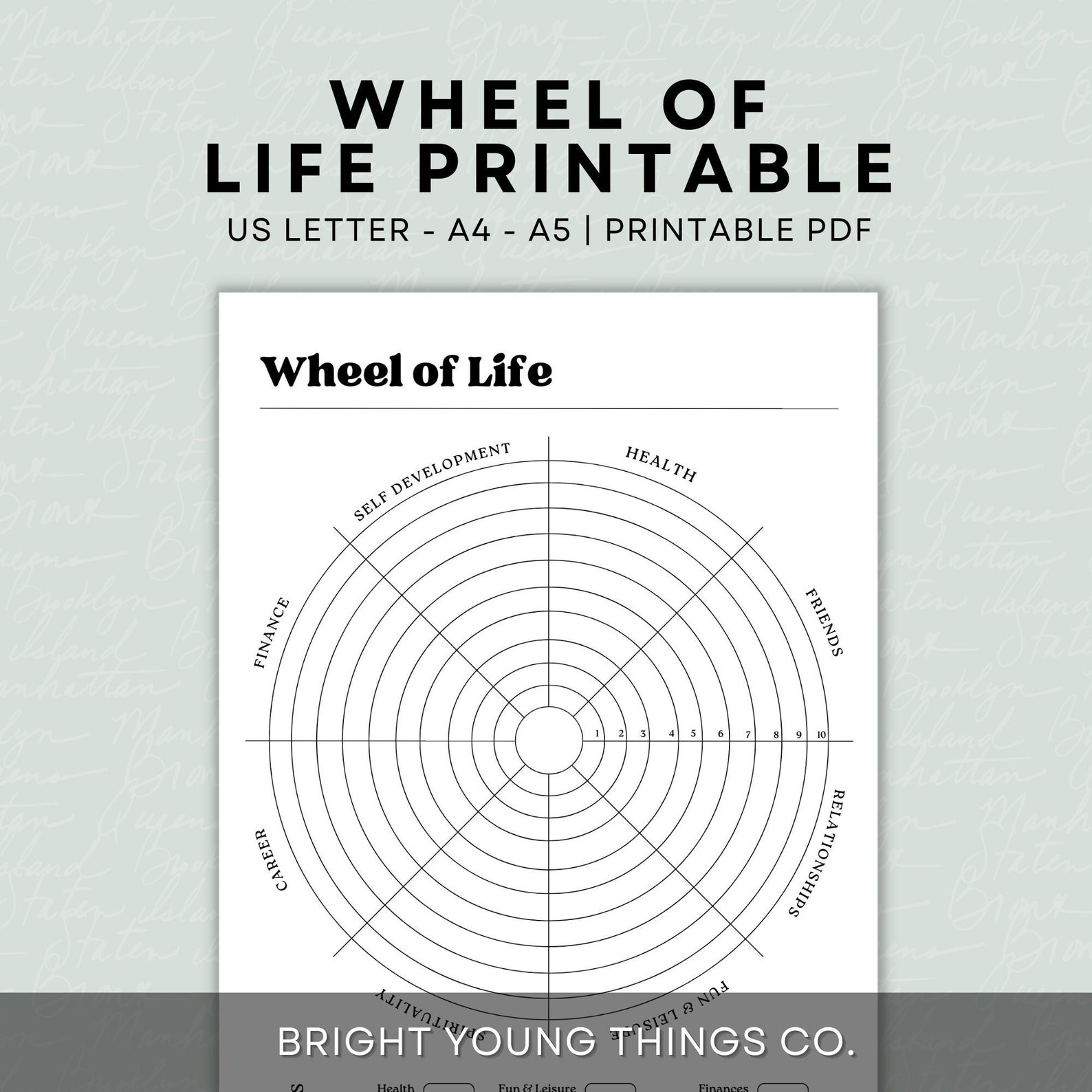 Wheel of Life Printable Worksheet, Wheel of Life PDF Printable, Self ...