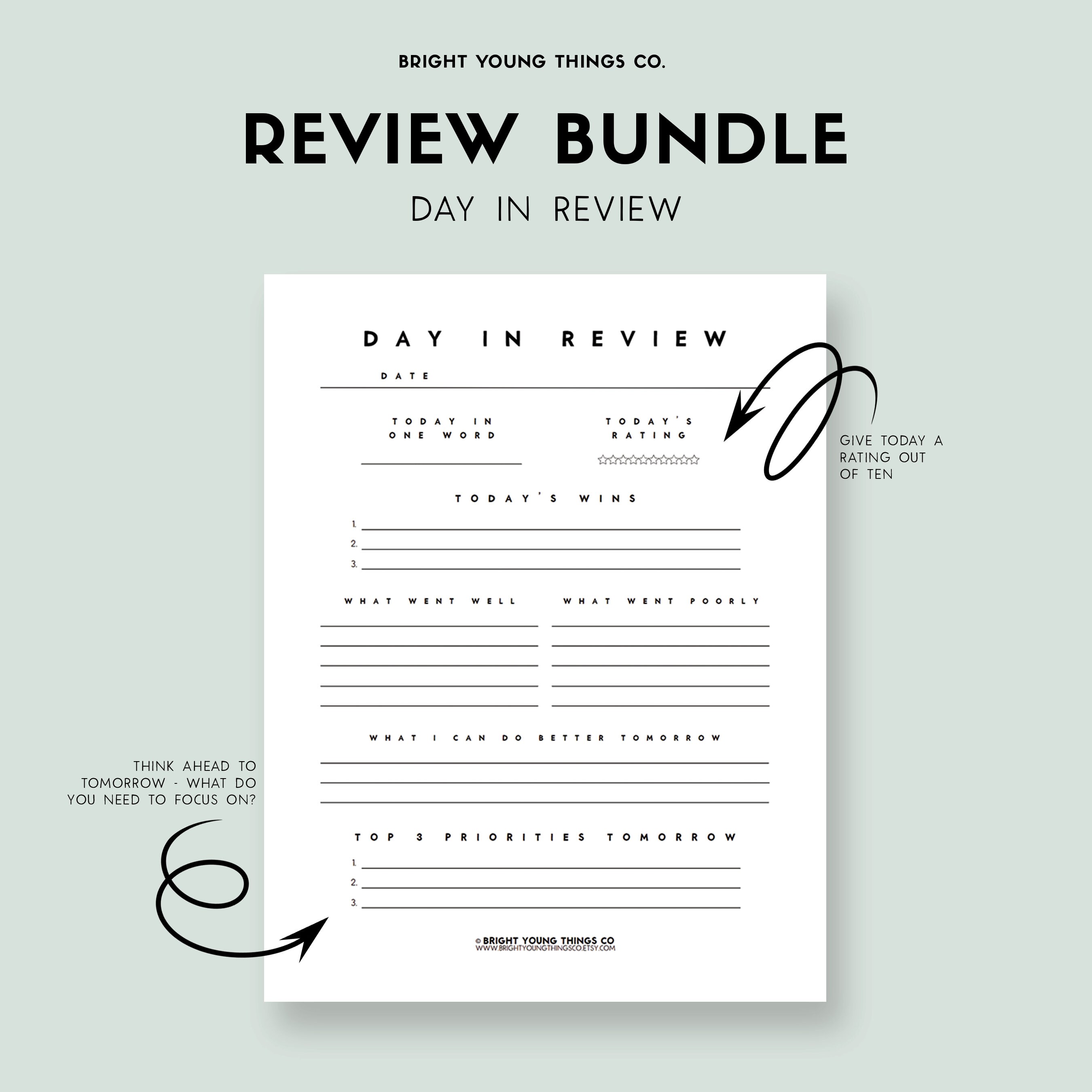 Daily Reflection Printable, Weekly Reflection Journal Printable ...