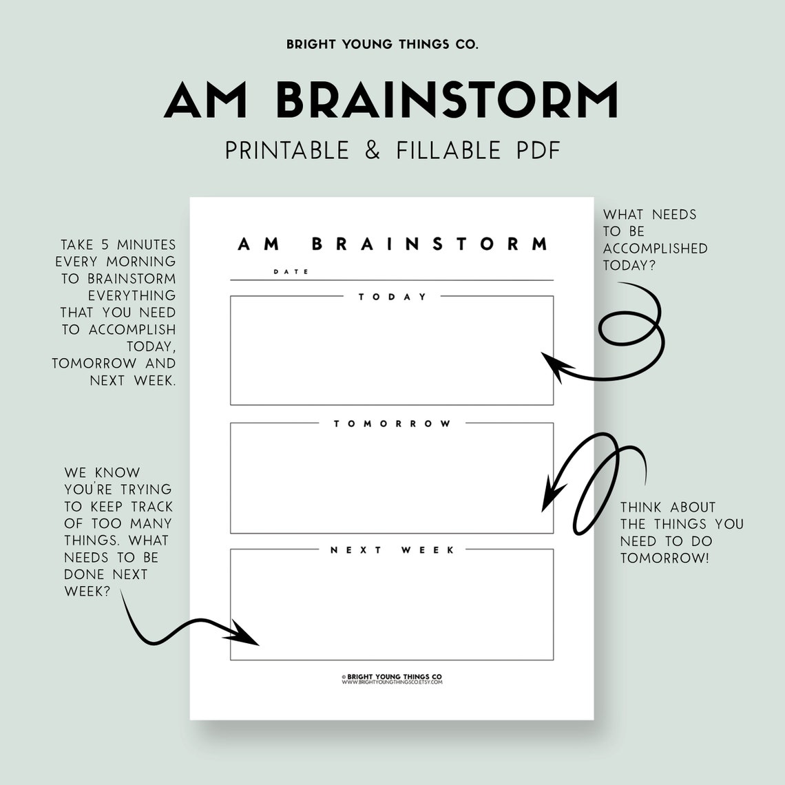 Brainstorm Worksheet, Brainstorm for Productivity, Brainstorm PDF ...