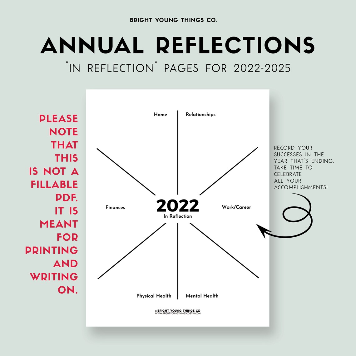 Annual Reflections Printable, Yearly Self-reflection Printable PDF ...