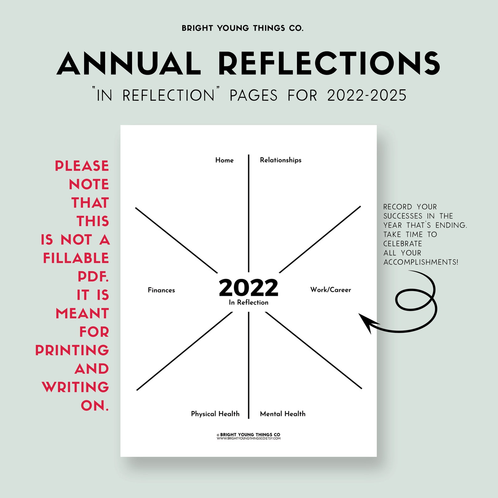 Annual Reflections Printable, Yearly Self-reflection Printable PDF ...