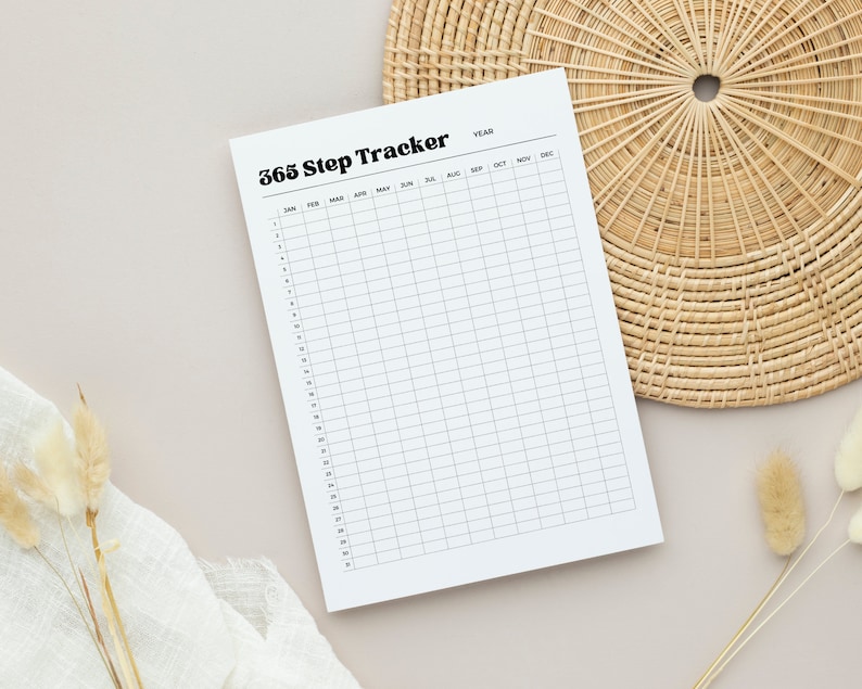 Annual Step Tracker, 365 Days Step Tracker, Printable Step Tracker ...