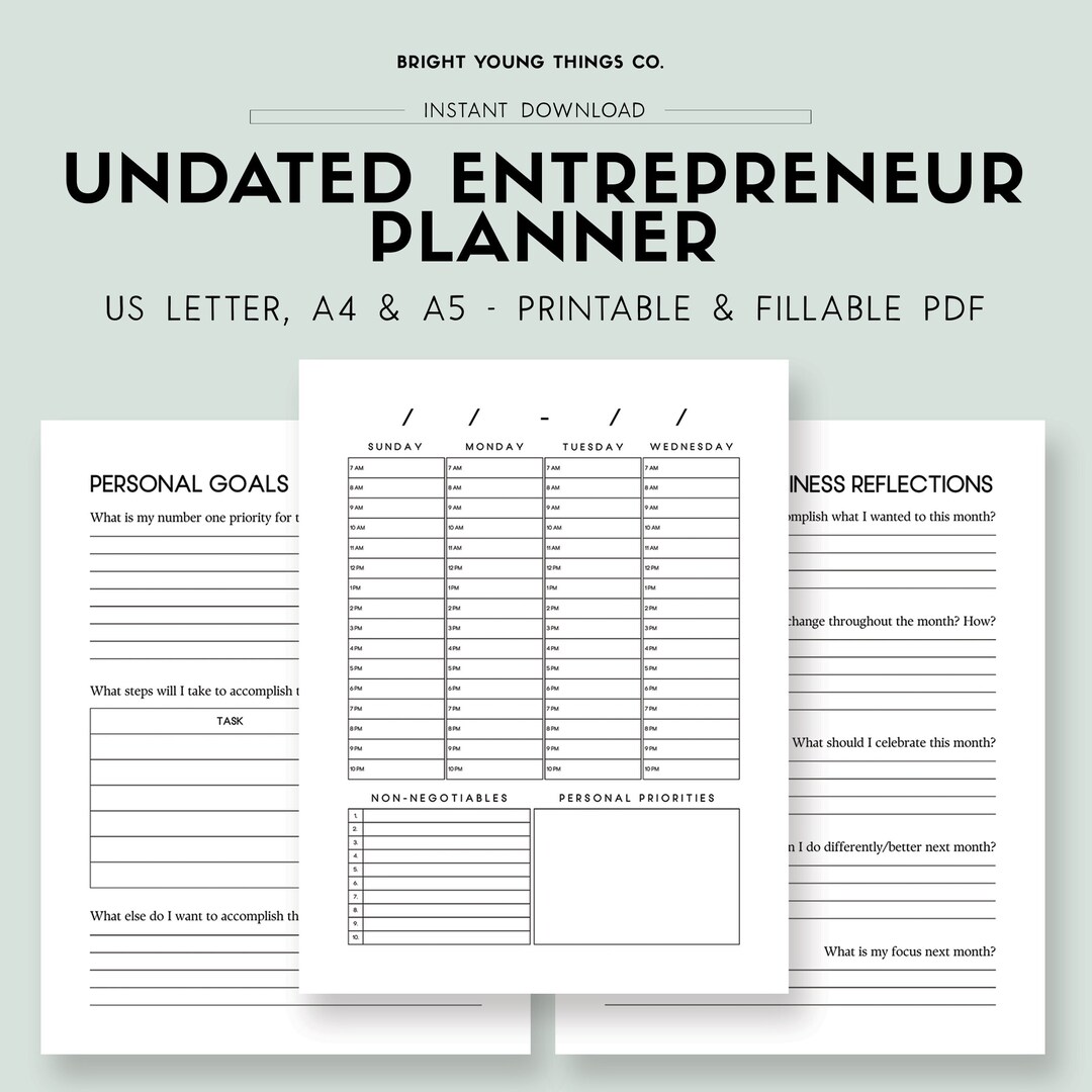Entrepreneur Planner Printable, Side Hustle Planner, Work Life Balance ...
