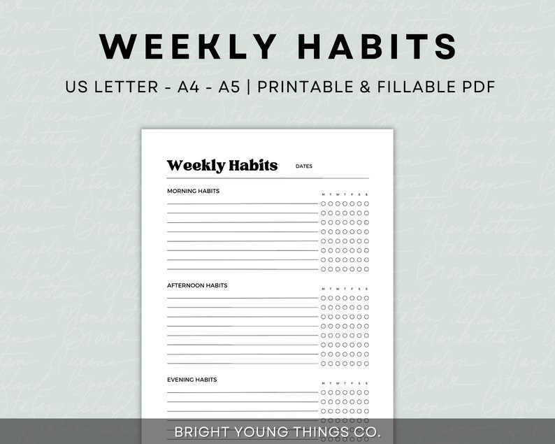 Weekly Habit Tracker Printable, Printable Routine Tracker, Habit ...