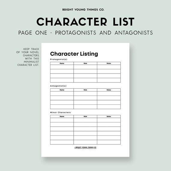 Character Worksheets Printable