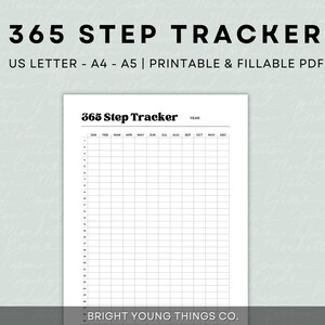 Annual Step Tracker, 365 Days Step Tracker, Printable Step Tracker ...