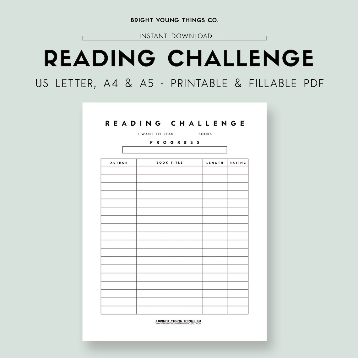 Reading Challenge Tracker, Book Challenge Printable, Book Reading ...