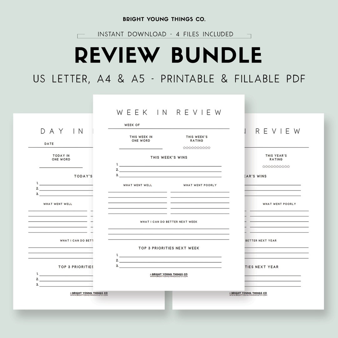 Self Reflection Bundle PDF, Daily Reflection Printable, Weekly ...