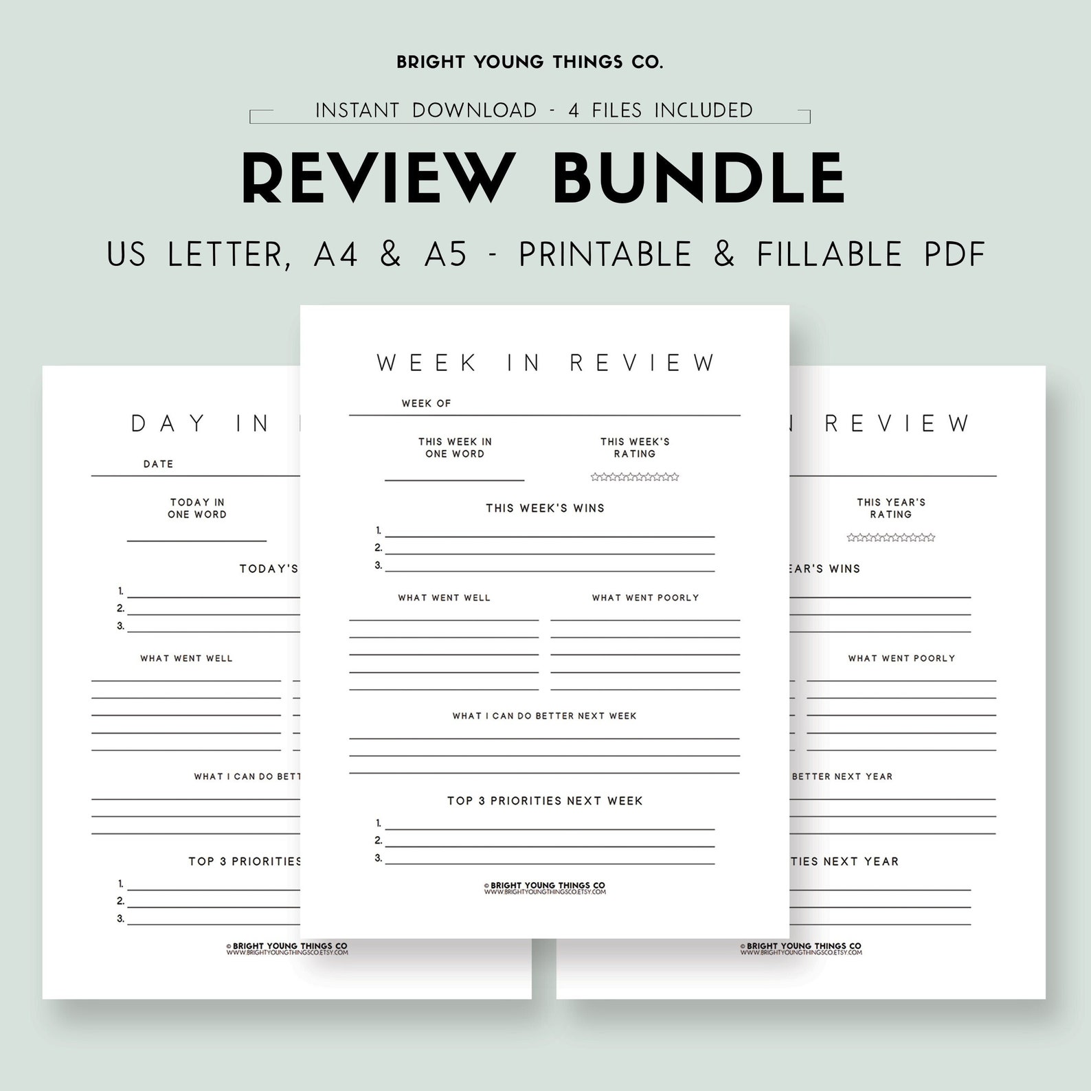 Self Reflection Bundle PDF, Daily Reflection Printable, Weekly ...
