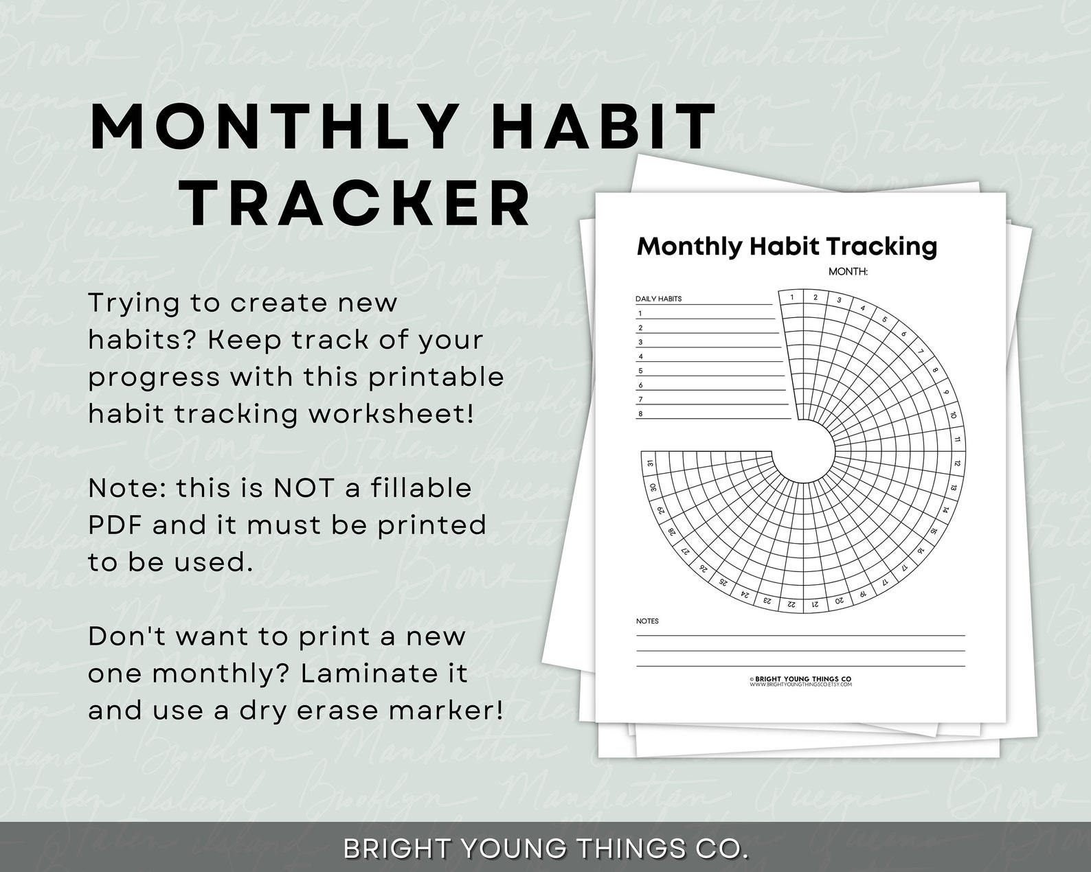Habit Tracker Printable, Habit Tracker PDF, Monthly Habit Tracker ...