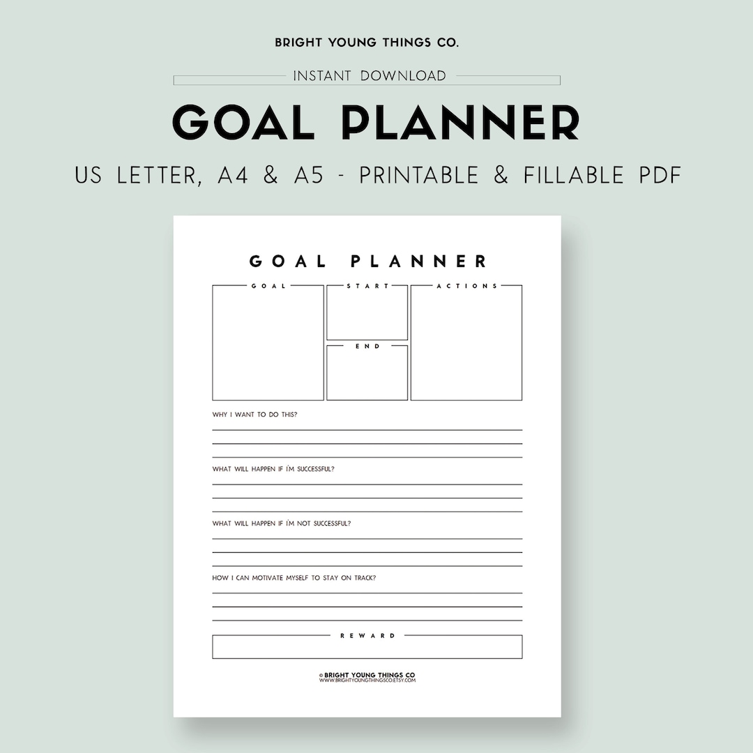 Goal Planner Journal, Goal Planner Printable, Goal Tracker Printable ...