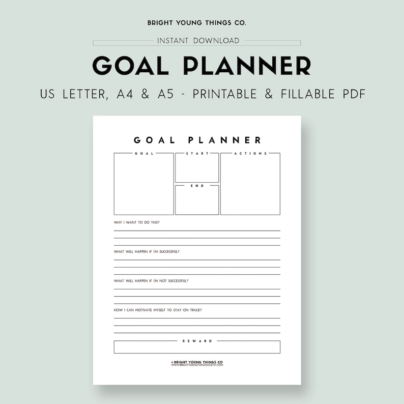 Goal Planner Journal, Goal Planner Printable, Goal Tracker Printable ...