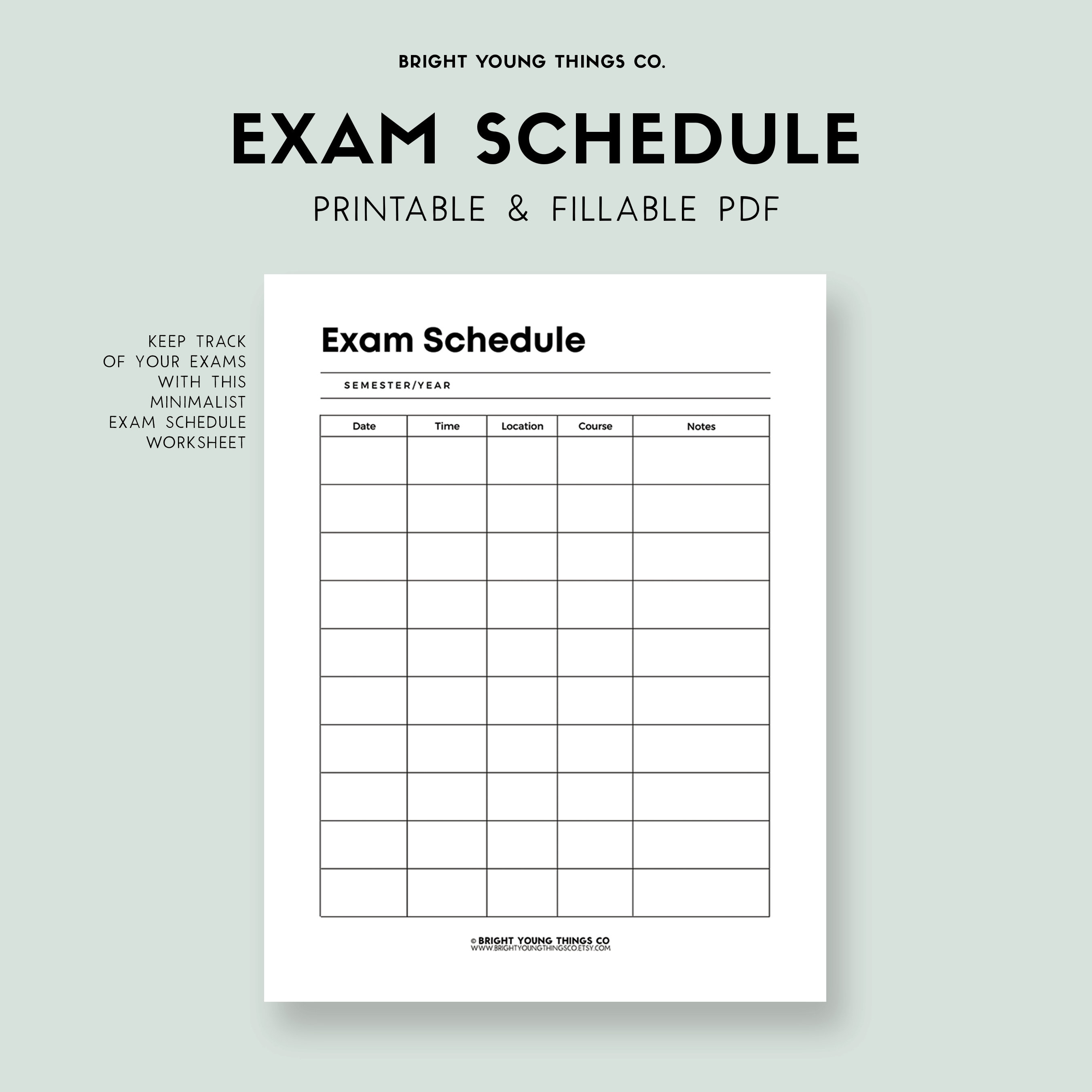Exam Schedule Tracker Printable Student Printable Resources - Etsy