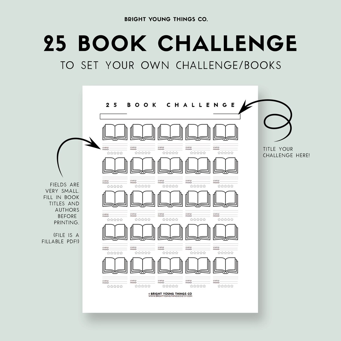 25 Book Challenge, PDF Book Challenge Download, Digital Downloads for ...
