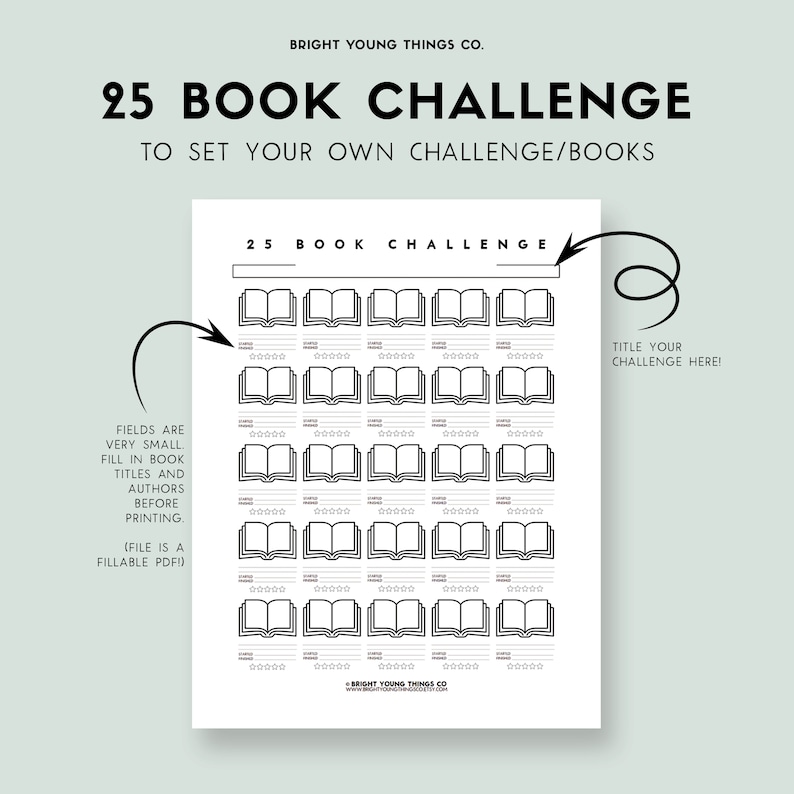 25 Book Challenge, PDF Book Challenge Download, Digital Downloads for ...