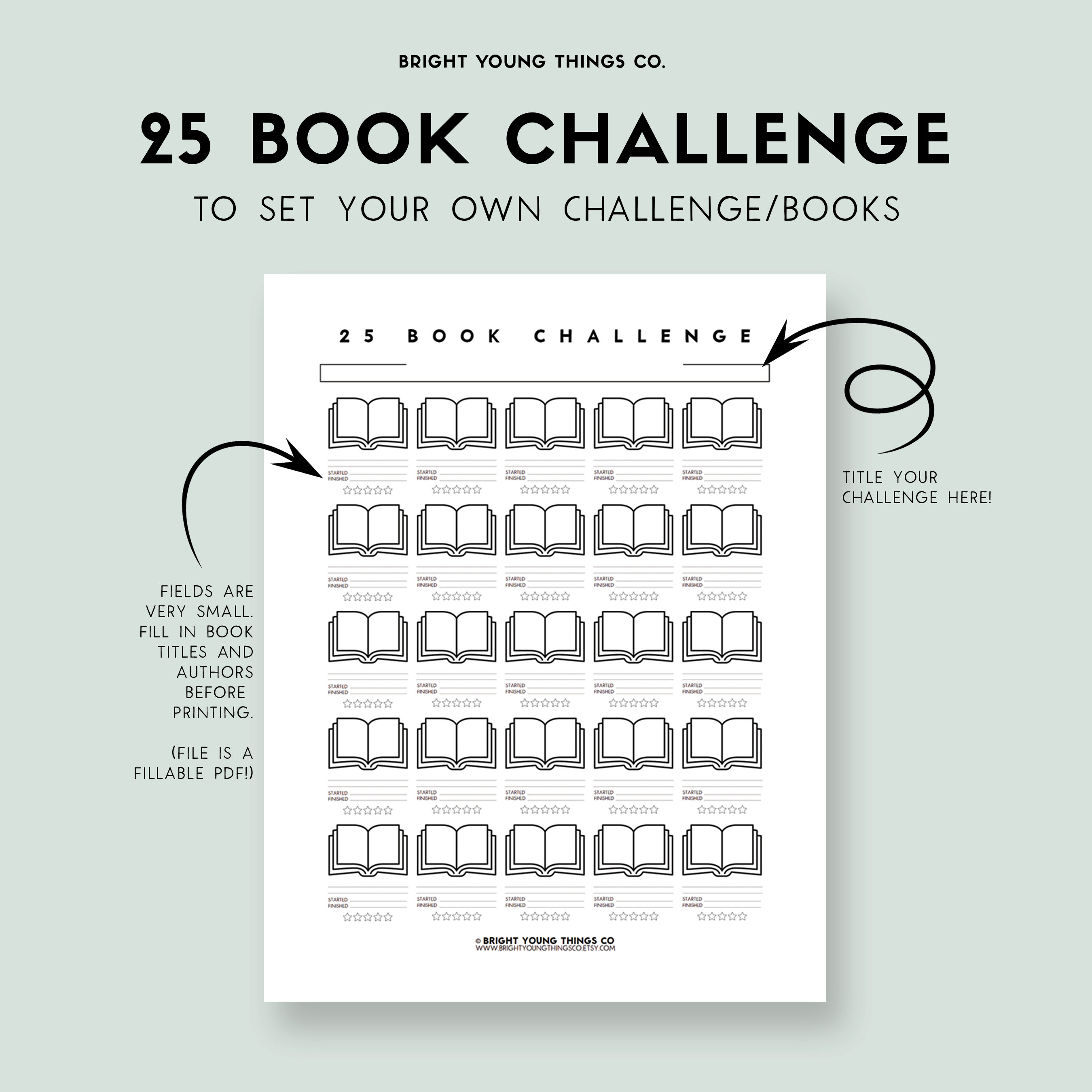25 Book Challenge, PDF Book Challenge Download, Digital Downloads for ...