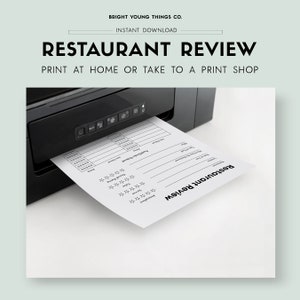 Restaurant Review Printable Worksheet, Printable Review Worksheet ...