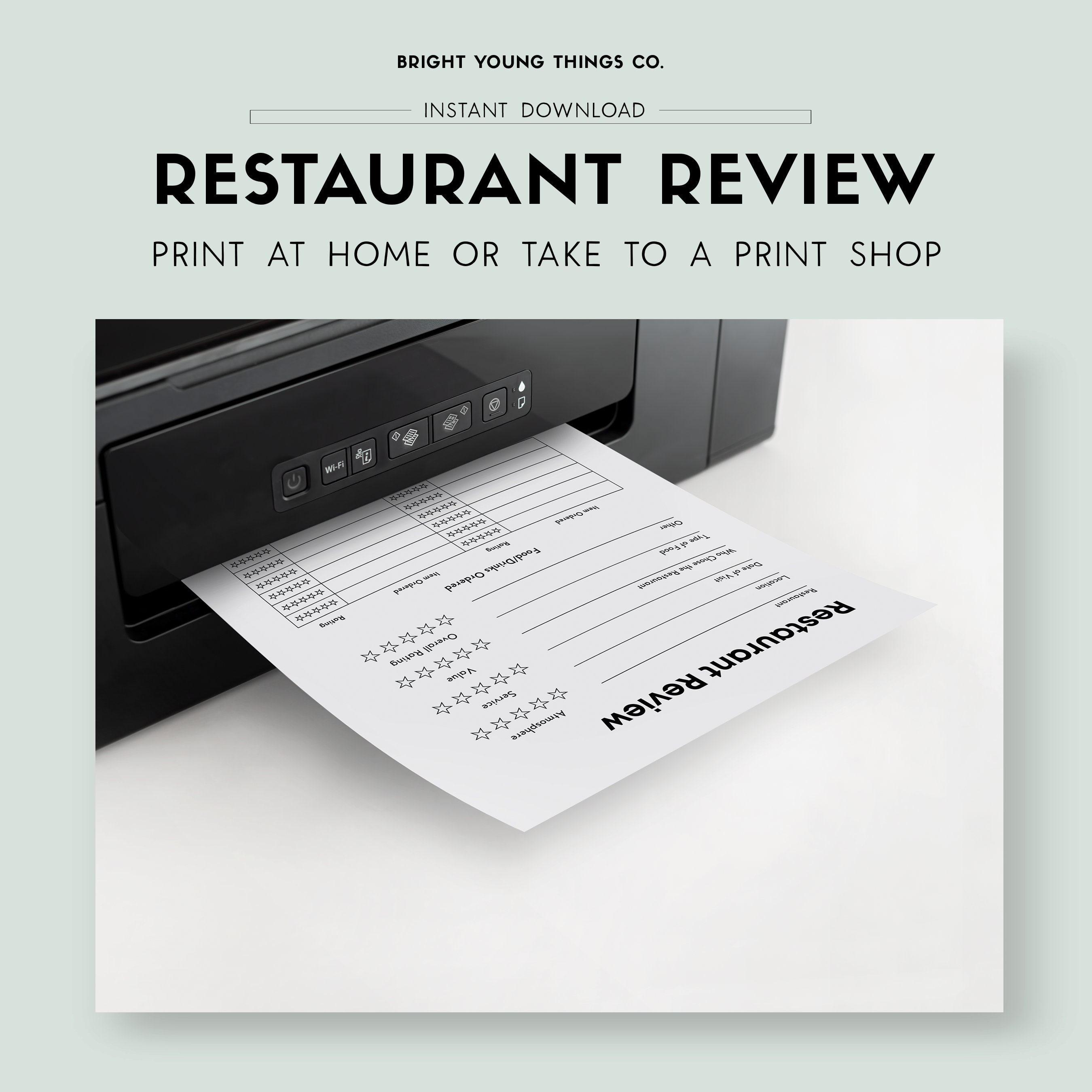 Restaurant Review Printable Worksheet, Printable Review Worksheet ...