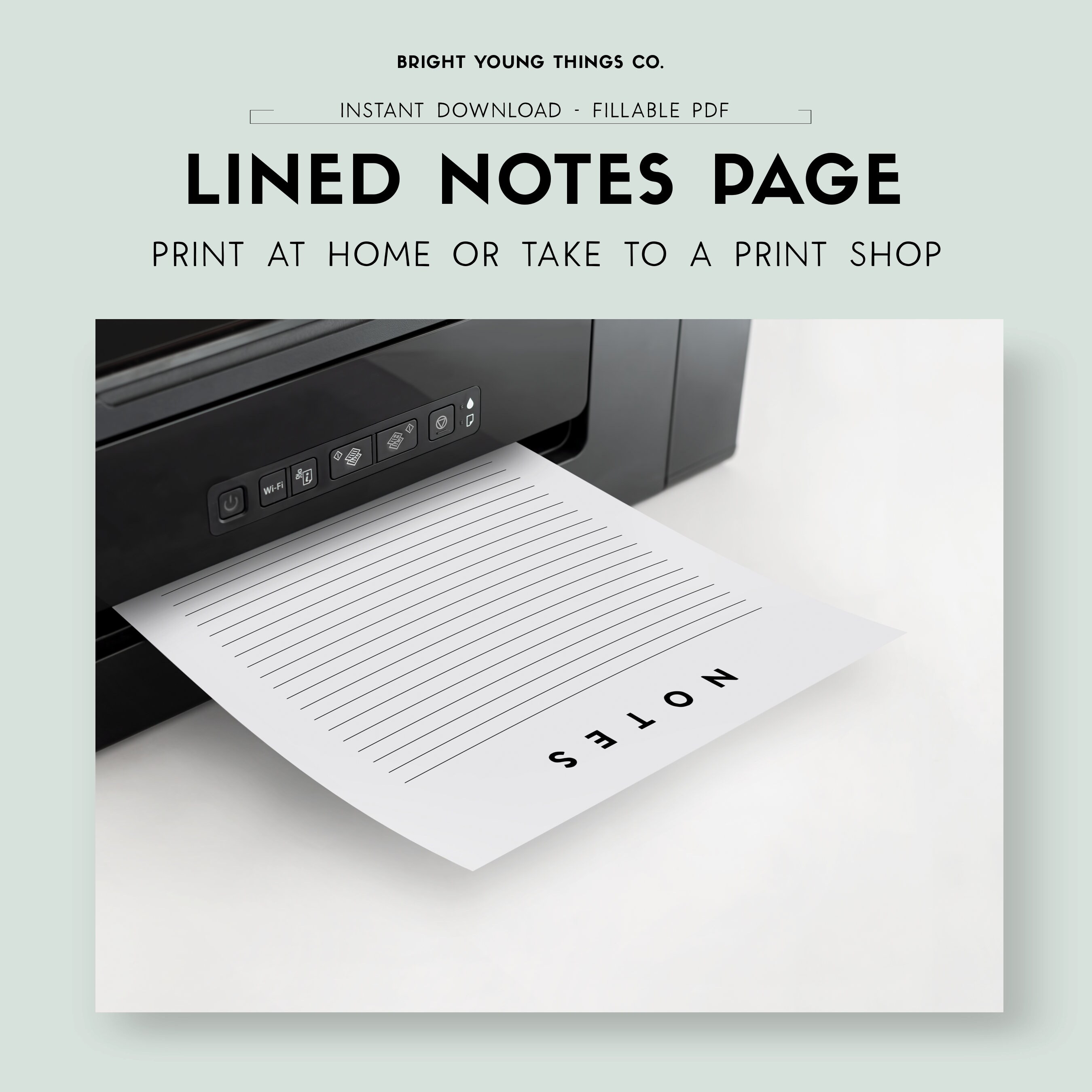 Lined Note Printable Paper, Fillable PDF Lined Note Page, Productivity ...