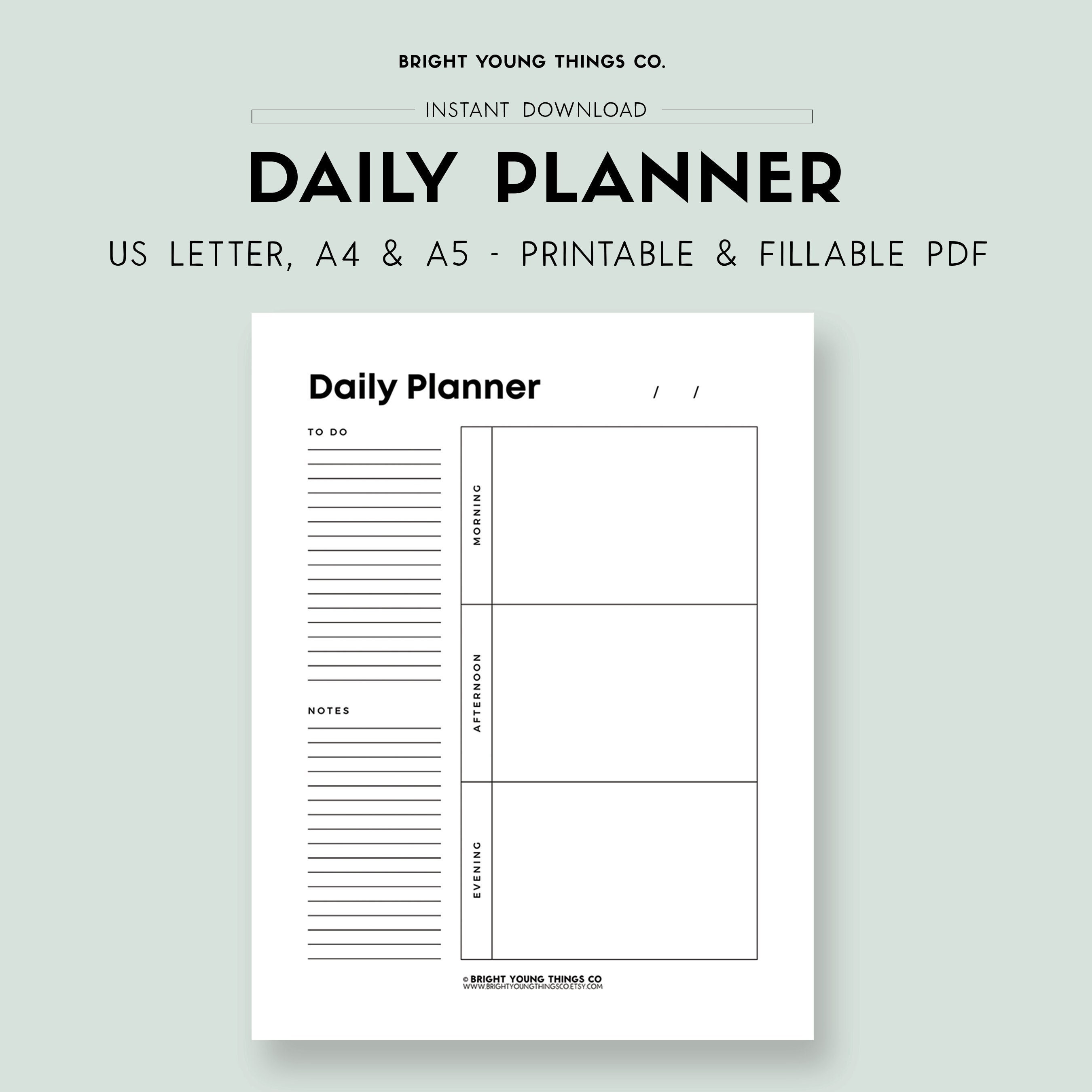 Daily Planner Printable A4 A5 Letter Daily Planner Printable - Etsy Canada