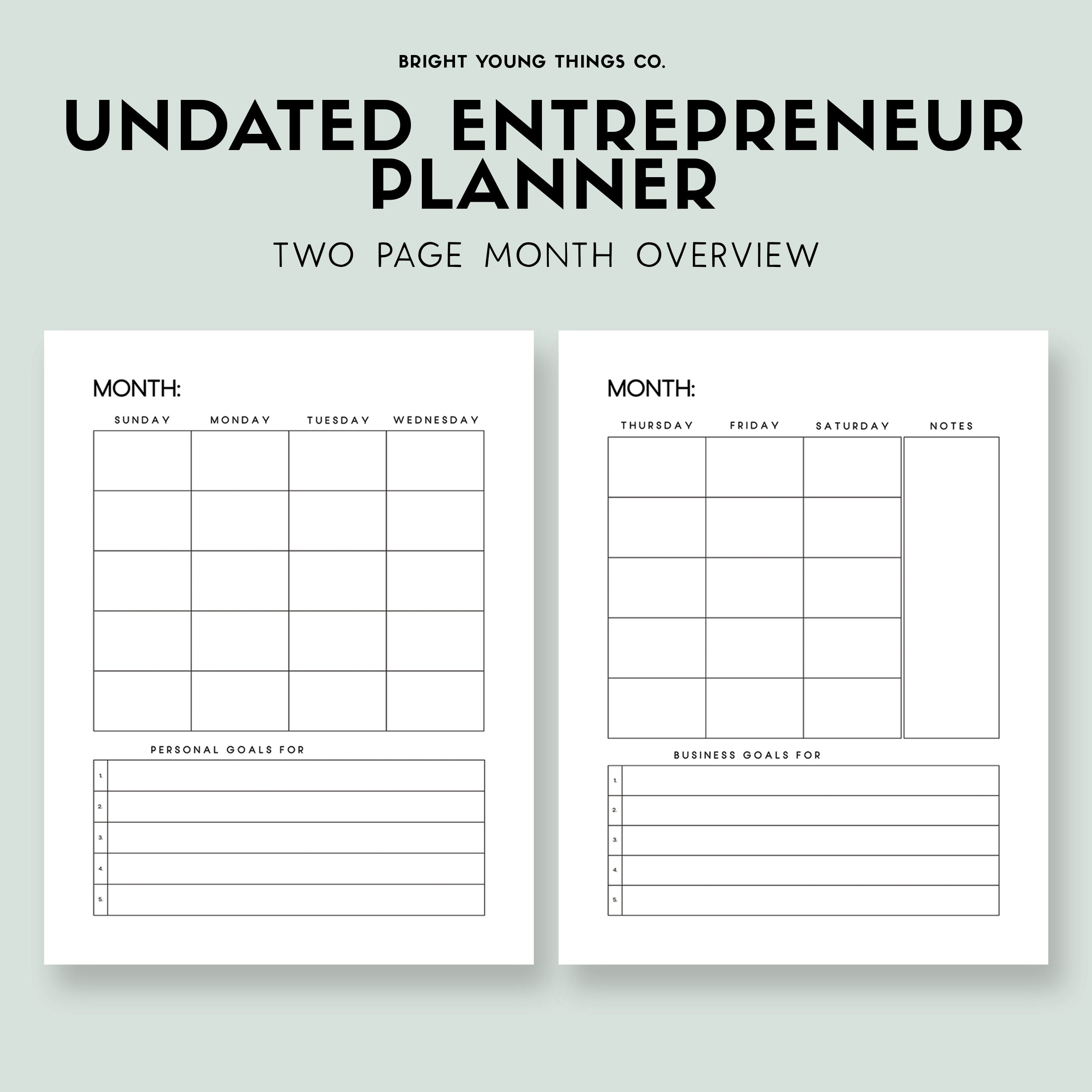 Entrepreneur Planner Printable, Side Hustle Planner, Work Life Balance ...