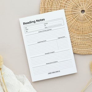 Reading Notes Worksheet, Book Notes Printable, Reading Log Printable ...