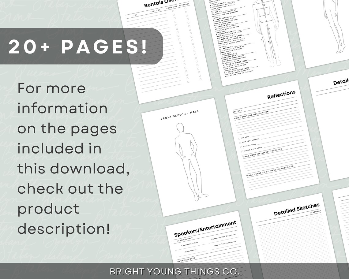 Printable Costume Planner, Halloween Costume Planner, Ren Faire Costume ...