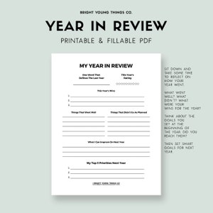 Year in Review Template, Year in Review Printable, Annual Review, Self ...