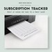 Subscription Tracker, Printable Subscription Log, Subscription Log ...