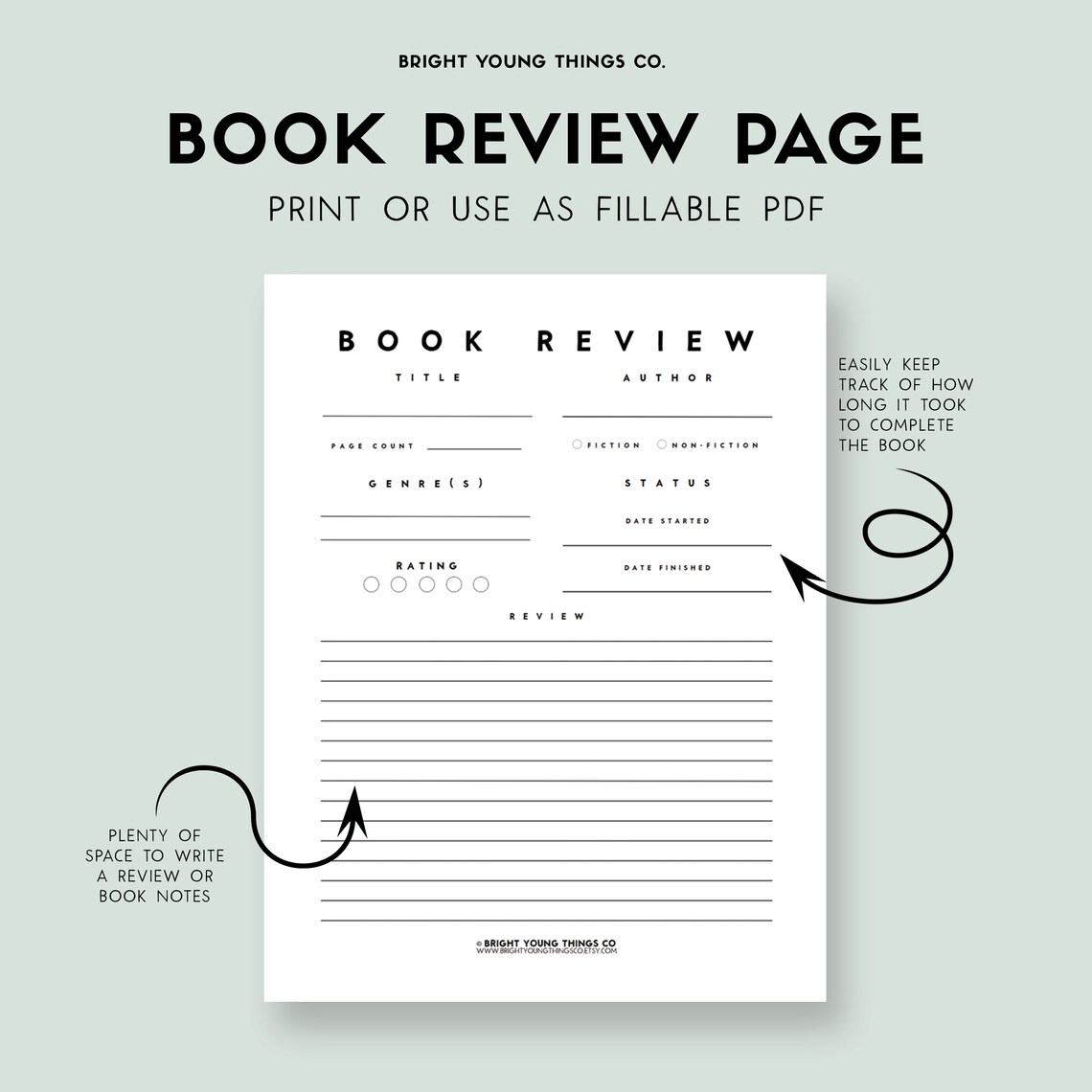 Book Review Worksheet, Book Review Printable, Printable PDF Book Review ...