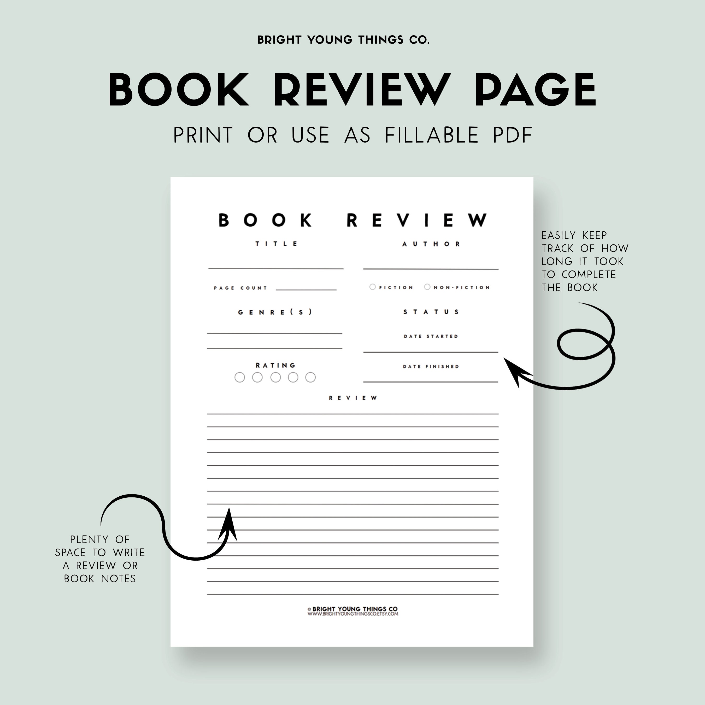 Book Review Worksheet, Book Review Printable, Printable PDF Book Review ...