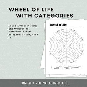 Wheel of Life Printable Worksheet, Wheel of Life PDF Printable, Self ...