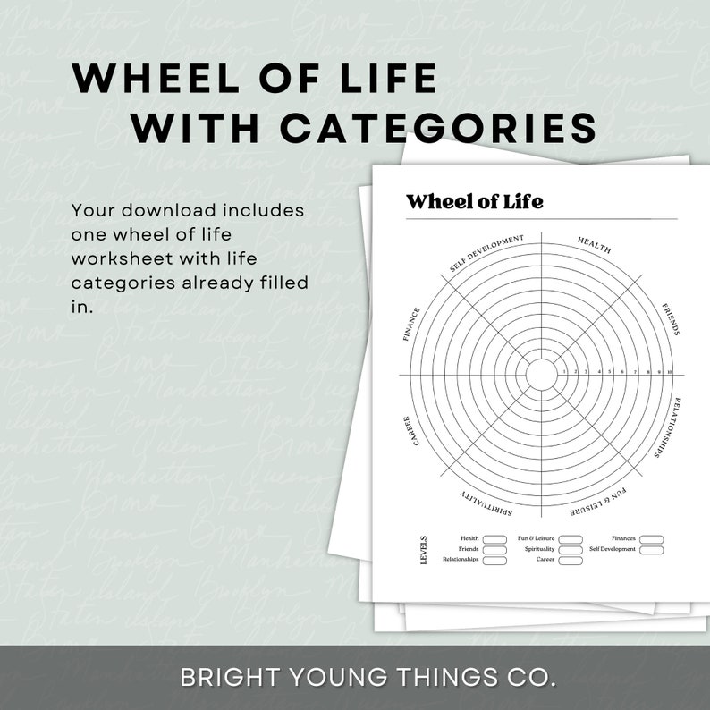 Wheel of Life Printable Worksheet, Wheel of Life PDF Printable, Self ...